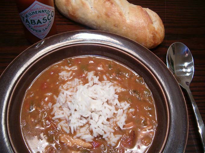 Jeff's Gumbo recipe with Cajun Creole roux cooking time chart.
